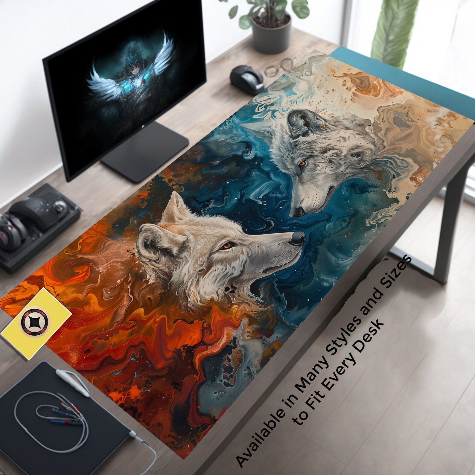 Stunning Wolf Art Desk Decor, Wolf Office Decor, Wolves Desk Mat ...