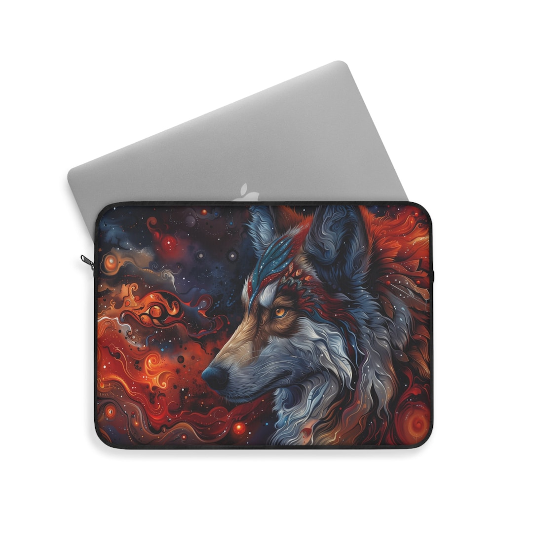 Native American Spirit Animal Cosmic Wolf Laptop Bag, Wolf iPad Sleeve ...