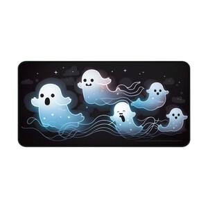 Kawaii Ghosts Desk Mat, Cute Spooky Desk Accessory, Dancing Ghosts ...