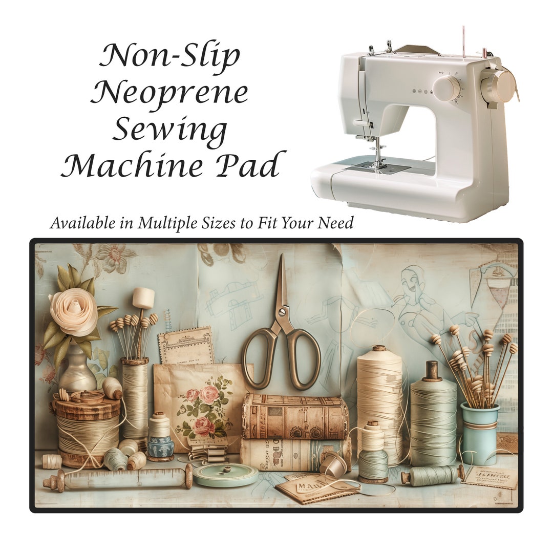 Non Slip Sewing Machine Pad Featuring Nostalgic Sewing Art, Craft Desk ...