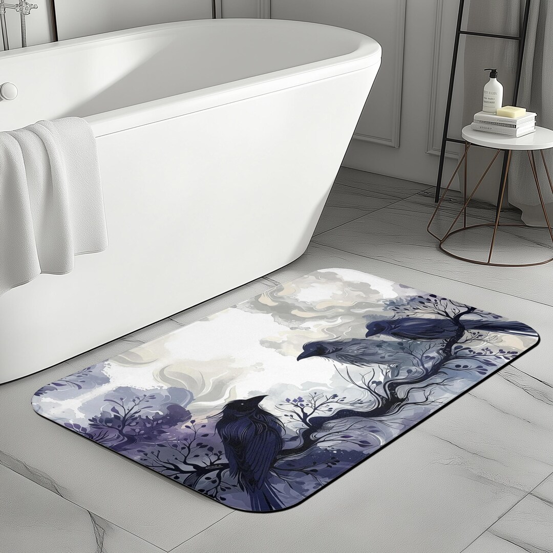 Ethereal and Ghostly Gothic Ravens Bath Mat / Kitchen Floor Mat ...