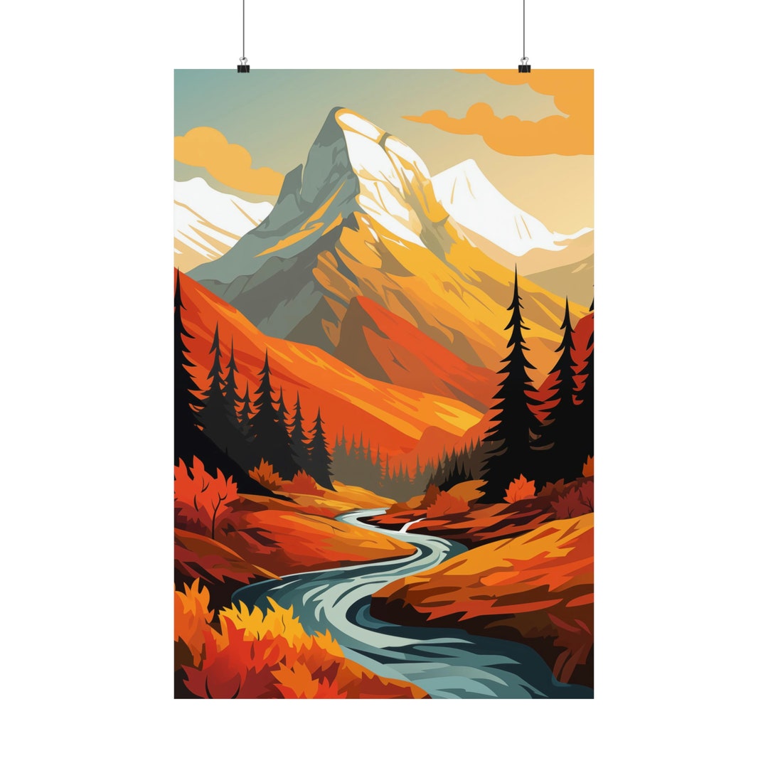 Spectacular Autum Mountain Scenery Poster, Mountain Wall Decor ...
