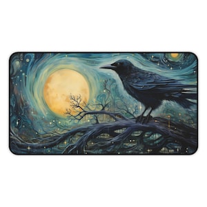 Timeless Crow Desk Mat Mousepad Xl, Goth Desk Decor, Goth Gifts, Crow ...