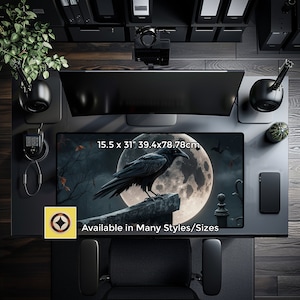 Gothic Cemetery Crow Horror Aesthetic PC Gaming Setup Computer Table ...