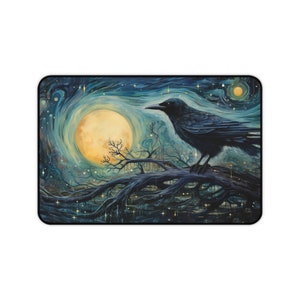 Timeless Crow Desk Mat Mousepad Xl, Goth Desk Decor, Goth Gifts, Crow ...