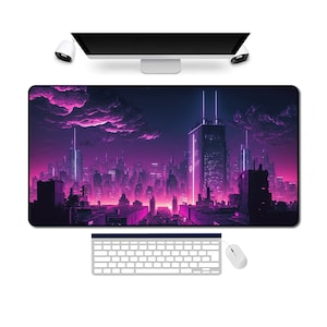 Cyberpunk Los Angeles, Retrowave Mousepad, Gamer Desk Setup, Gaming ...