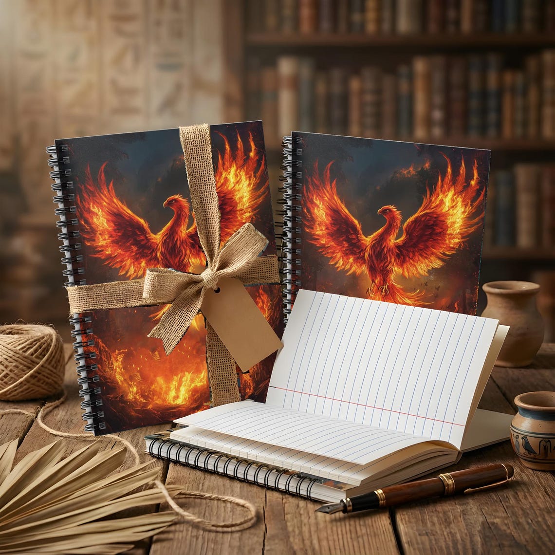 Spiral Bound Notebook With Ruled Lines Featuring Fiery Phoenix - Etsy