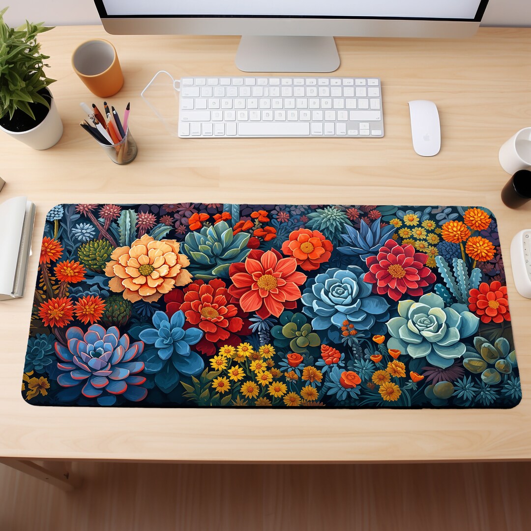 Colorful Succulents Desk Mat, Cactus Lovers Desk Decor, Desert Office ...