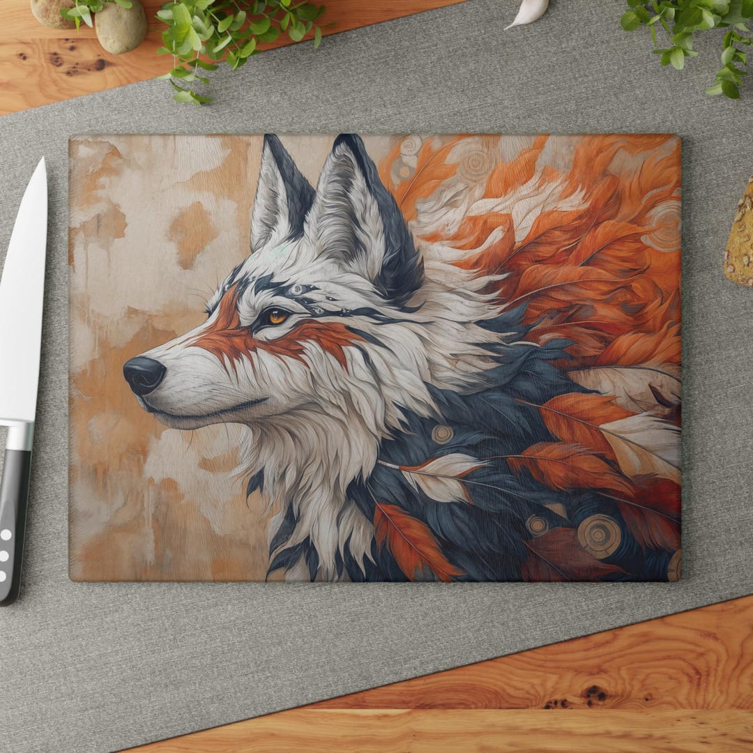 Spirit Animal Wolf Glass Cutting Board - Native American Inspired Art ...