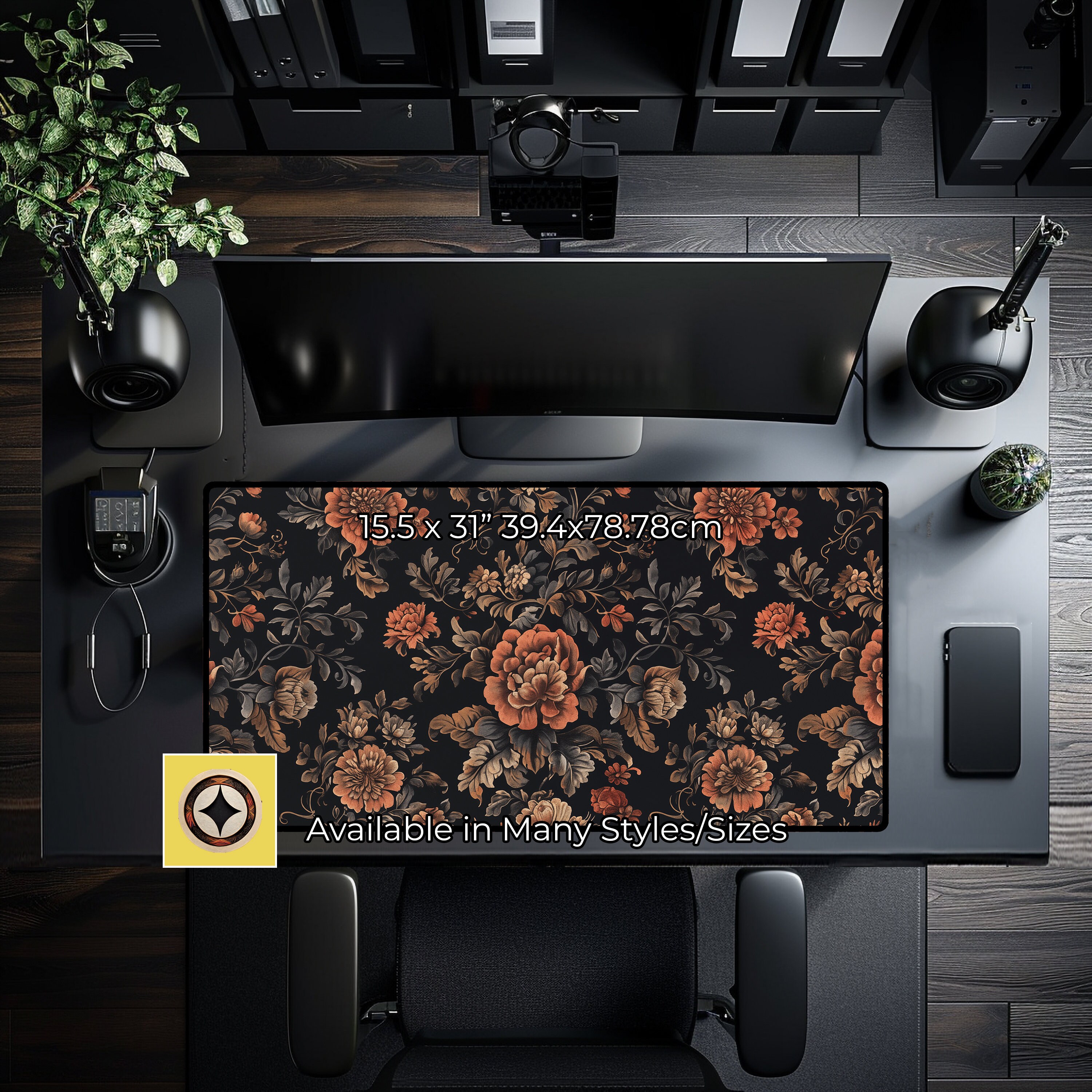 Old World Medieval Style Floral Design Desk Pad - Medieval Floral Desk ...