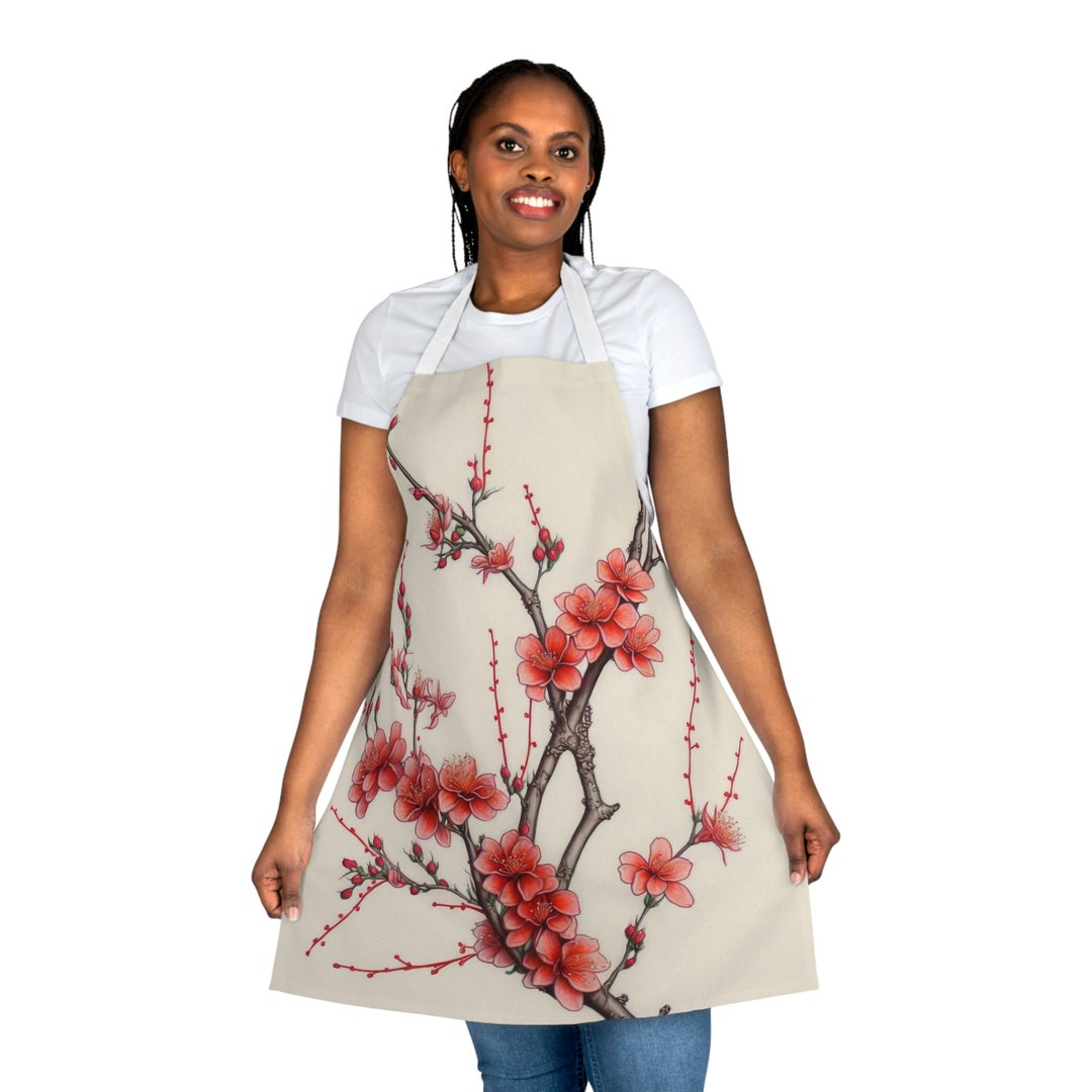 Japanese Cherry Blossom Print Apron, All Over Print Kitchen Apron, AOP ...