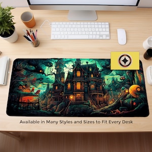 Macabre Scary Mansion Desk Mat, Edgar Allan Poe Inspired Desk Pad ...