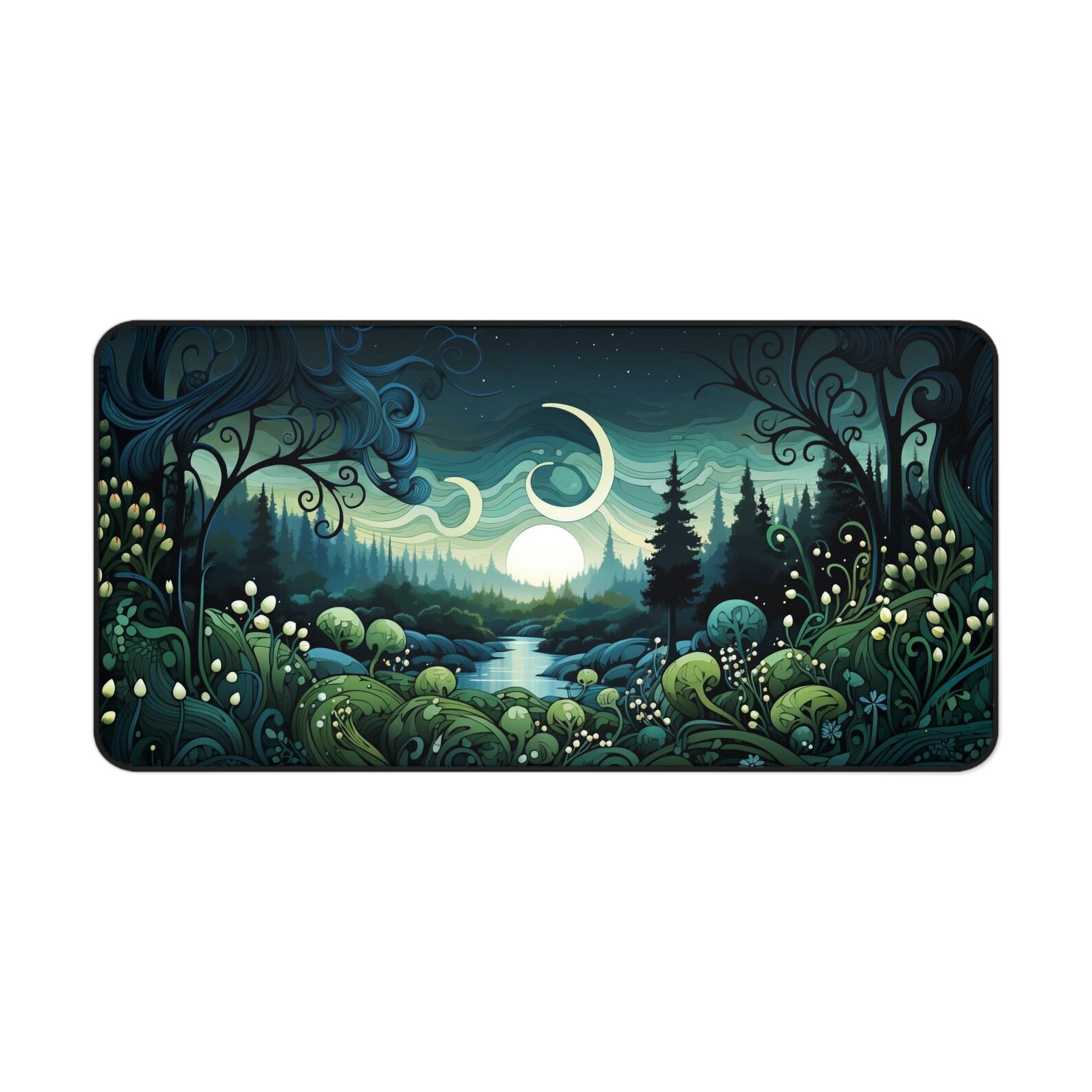 Secluded Forest Tranquility Oversized Desk Mat, Aesthetic Mousepad ...
