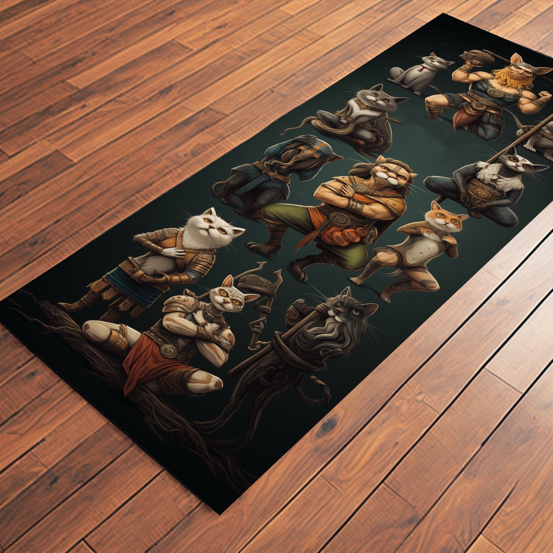 Funny Viking Cats Rubber Yoga Mat With Nonslip Base and Ultra - Etsy