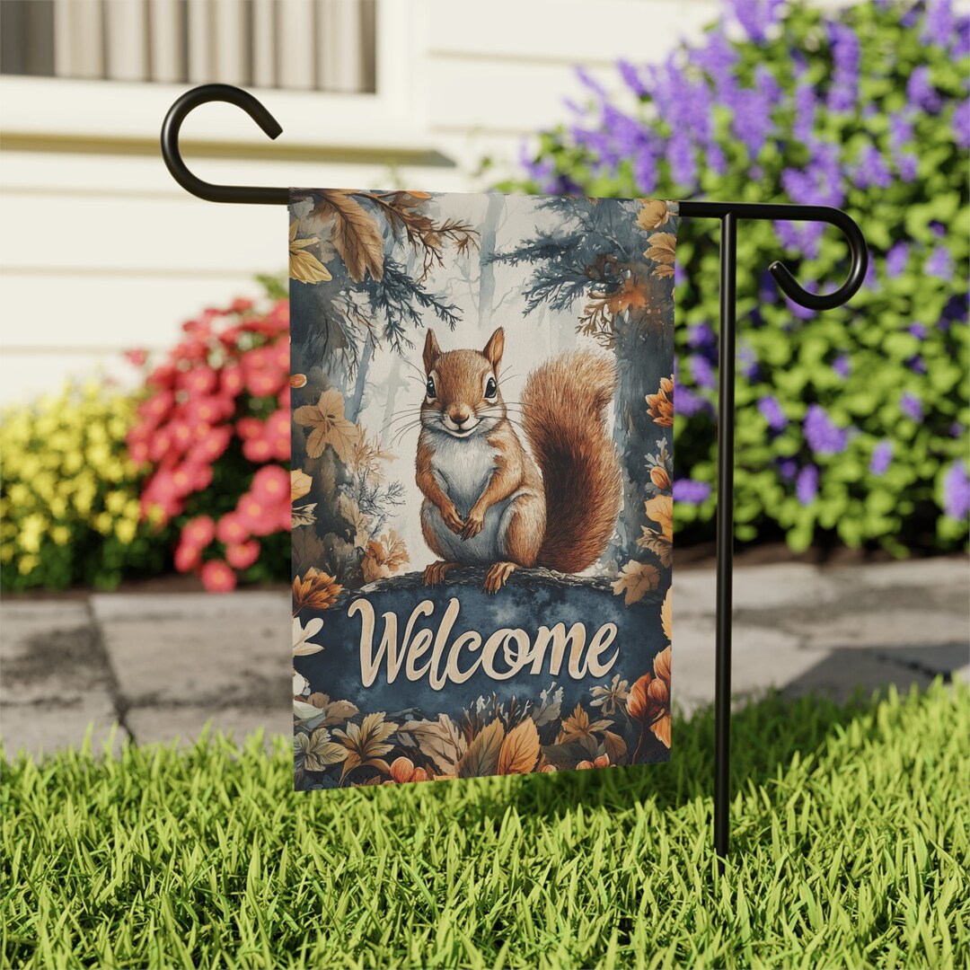 Cute Patio Banner - Cottagecore Squirrel Welcome Banner - Garden Banner ...