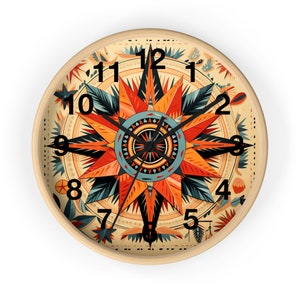 Startburst Wall Clock, Native American Style Art, Unique Wall Clock ...