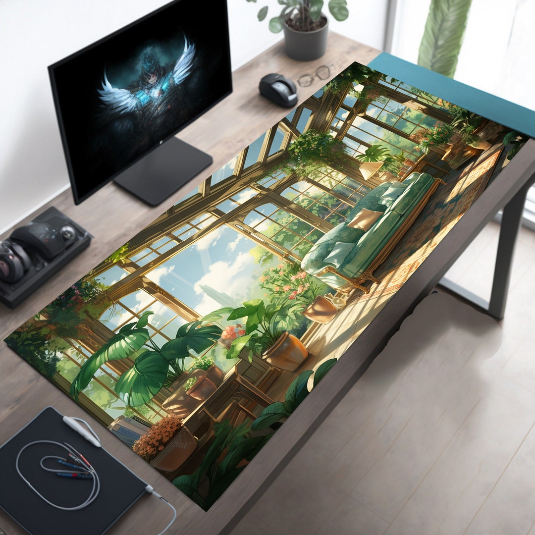 Lovely Sunroom Desk Mat, Plant Desk Mat, Green Desk Mat, Kawaii Desk ...