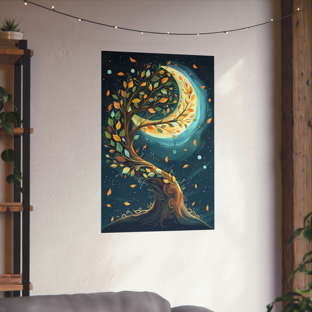 Cute Tree Wall Decor, Tree Art Poster, Kawaii Tree Wall Art, Kawaii ...