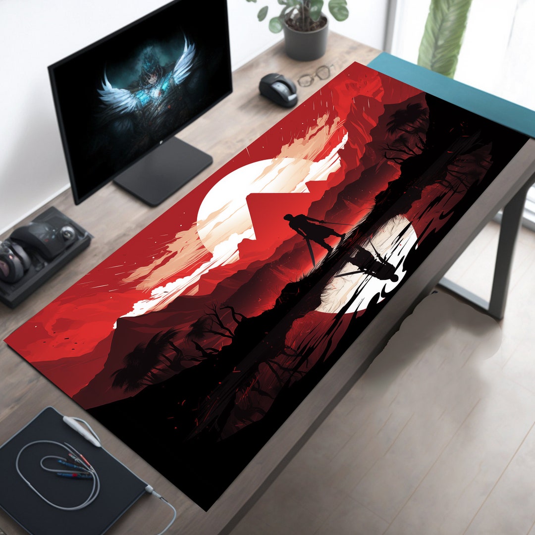 Fantasy Pyramid Warrior Red Gaming Desk Mat, Fantasy Deskmat XL, Gaming ...