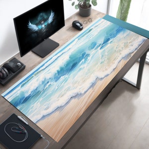Beach Office Decor, Ocean Desk Mat, Beach Mousepad, Turquoise Blue ...