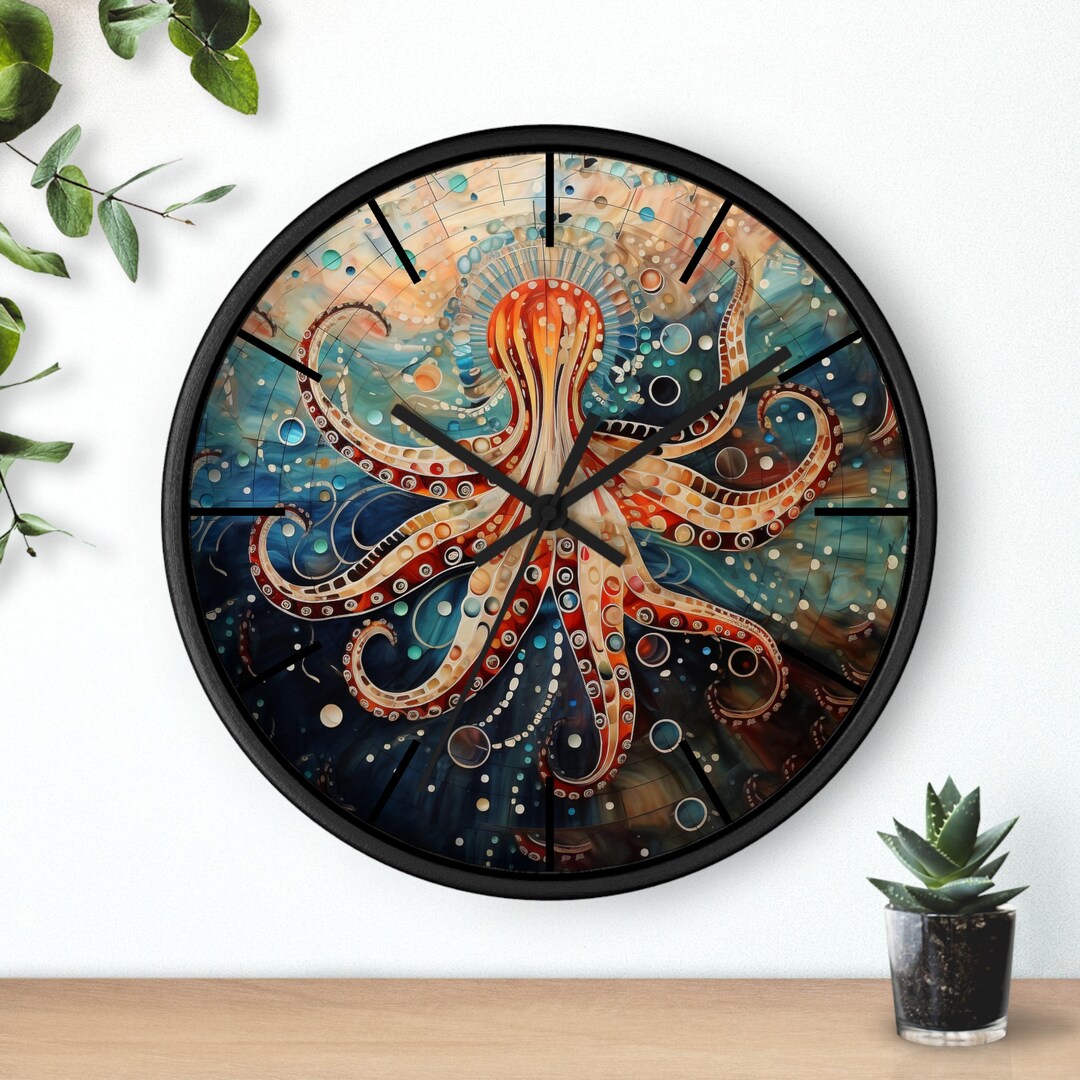 Round Wall Clock Stunning Octopus Clock Aesthetic Wall - Etsy