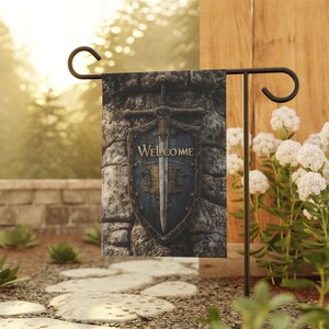 Medieval Art Garden Flag - Home Welcome Sign Featuring Medieval Wall ...