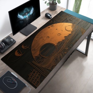 Abstract Moon Art Desk Mat, Moon Mouse Pad, Celestial Mousepad, Unique ...