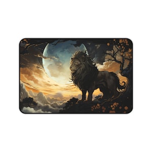 King of the Jungle, Lion Desk Mat, Fantasy Desk Pad, Epic Lion Mousepad ...