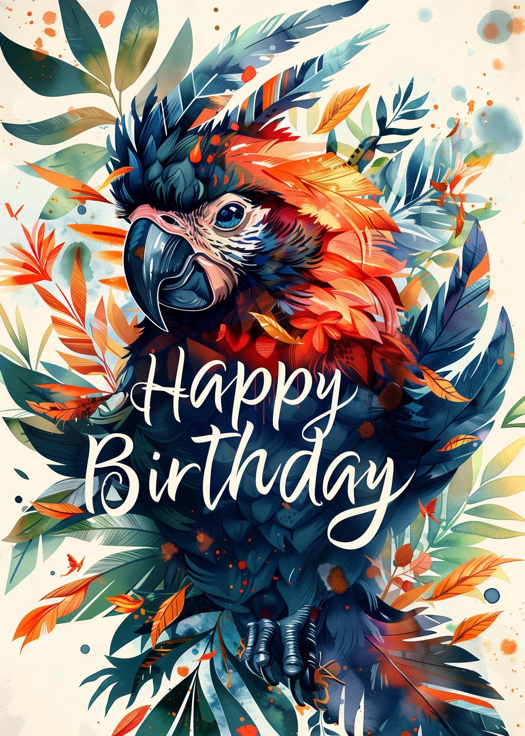 Meso-american Inspired Birds Unique Happy Birthday Card, Instant ...