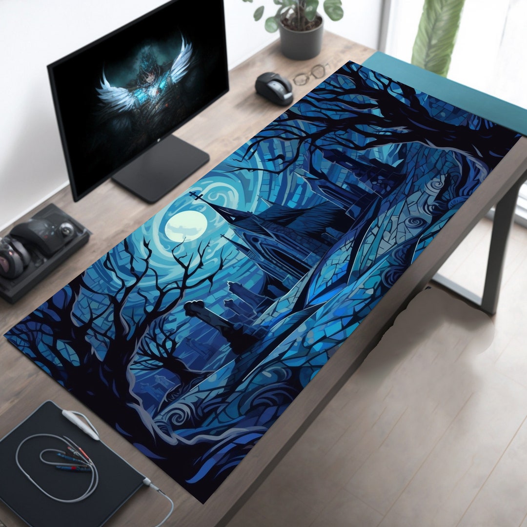 Gothic Desk Mat, Gothic Church and Cemetery Desk Pad, Mousepad Gothic ...