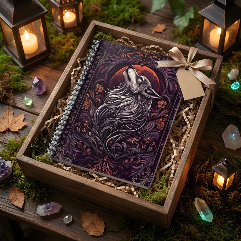 Gray Wolf and Crimson Moon - Personal Diary or Journal or Planner ...