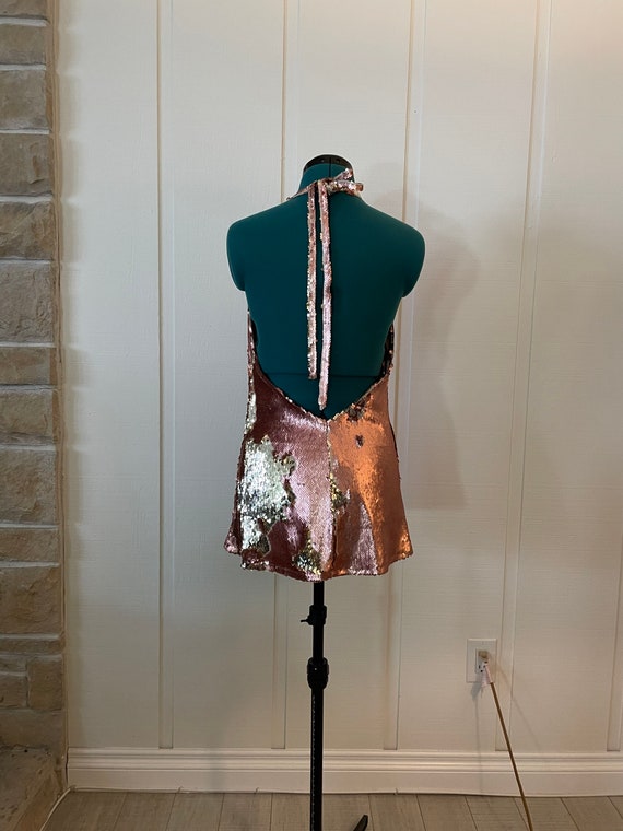 OOAK Sequin Micro Mini Halter Dress Small - Gem