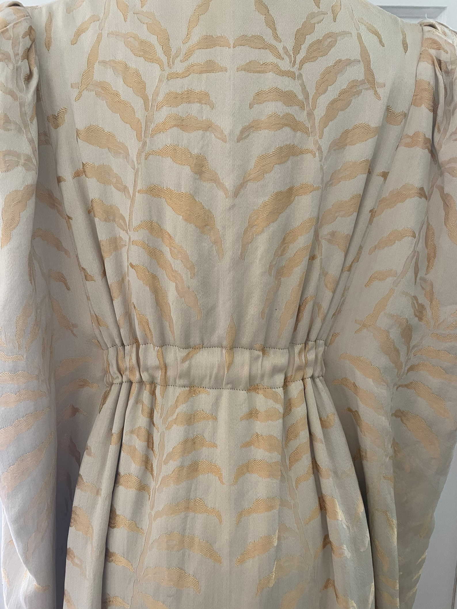 Vintage 1940s Full Length Brocade Cape * Cream With Metallic Gold Palm ...