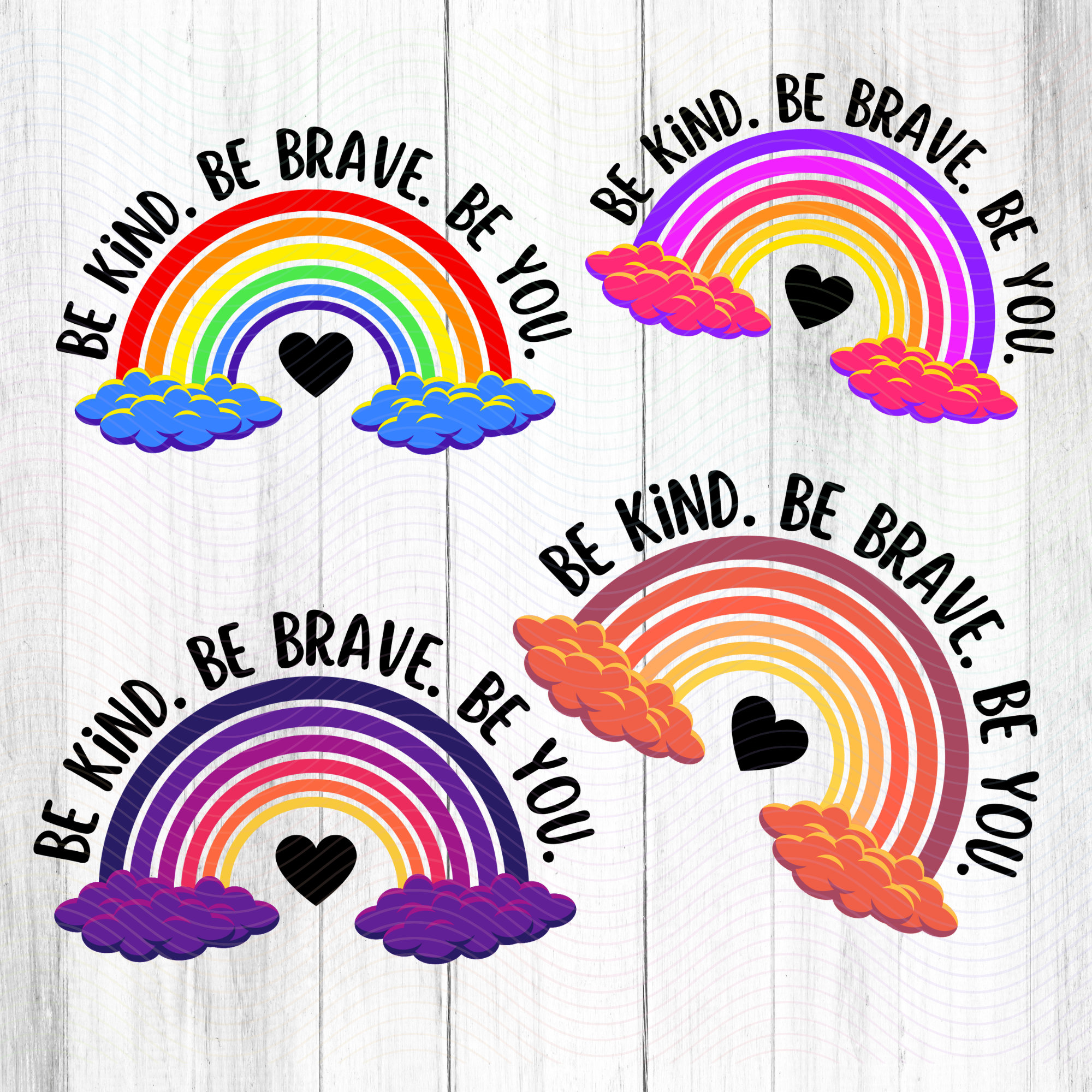Rainbow Bundle SVG, PNG Sublimation, Be Kind Criut Cut File, Rainbow ...