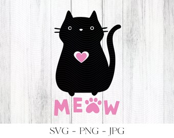 Hug Me Meow Svg, Cat Svg, Meow Svg, Cute Cat SVG, EPS, PNG, Dxf Digital ...