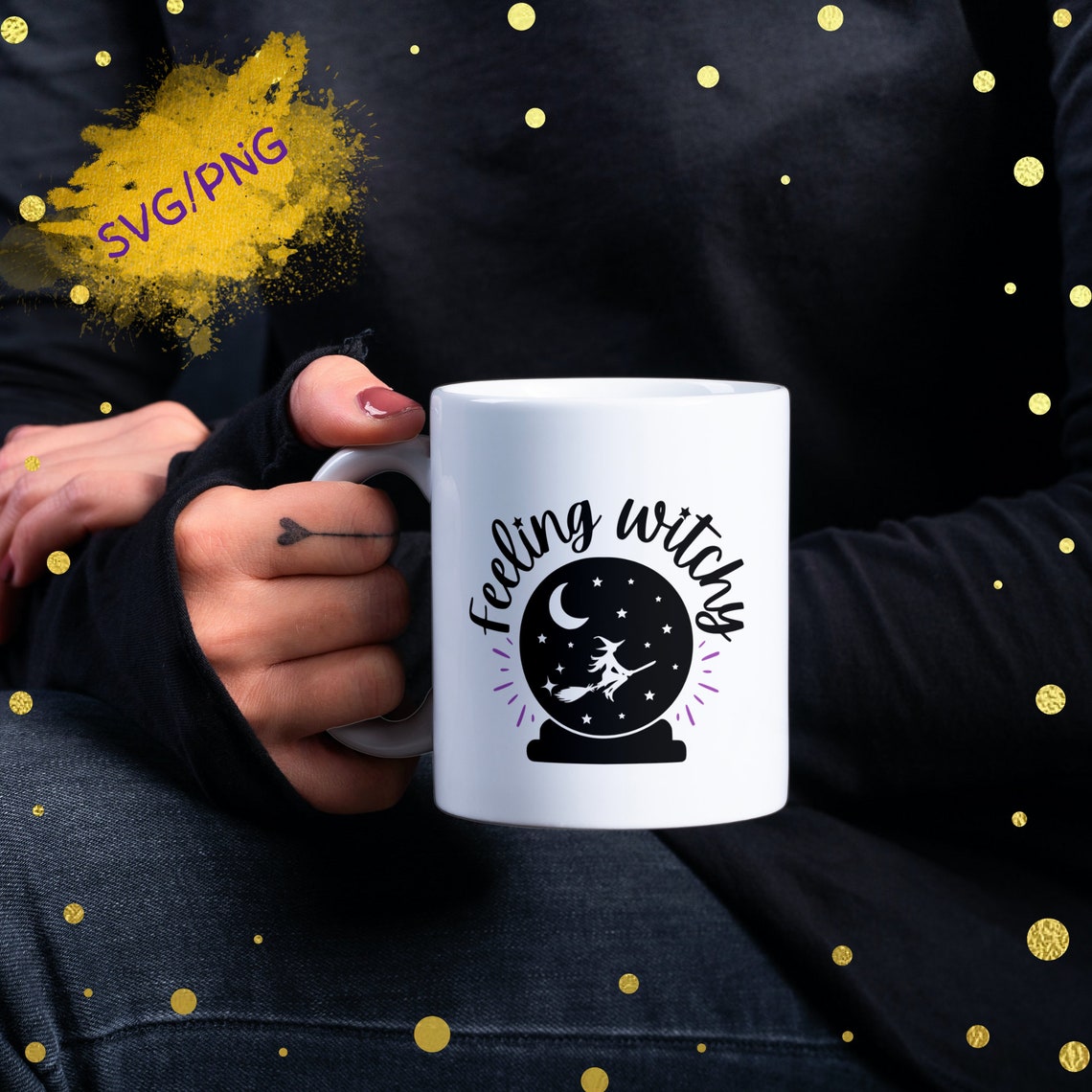 Feeling Witchy SVG PNG Crystal Ball Halloween SVG Celestial Sublimation ...