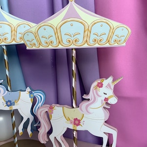 Carousel Party Theme Centerpieces, Unicorn Birthday Party Decorations ...