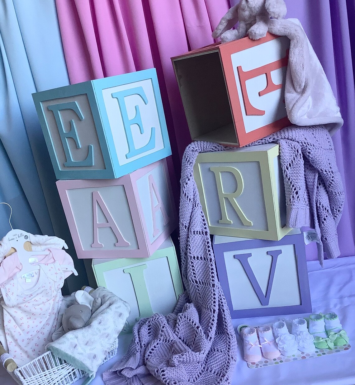 Large Wooden ABCD Blocks: Baby Shower Decor - Etsy