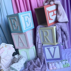 Babyshower Blocks, Wood Blocks, Large Wooden Blocks ABCD Blocks - Etsy