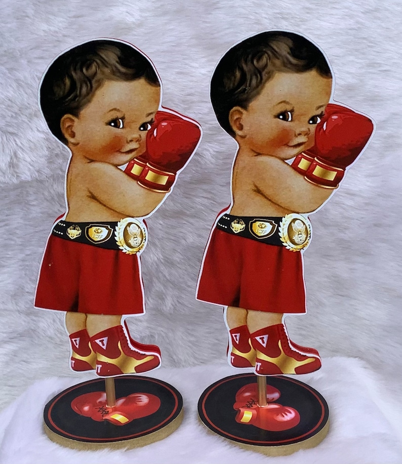 Boxing Baby Shower Centerpieces: African American Boxer Theme (set of 3 ...