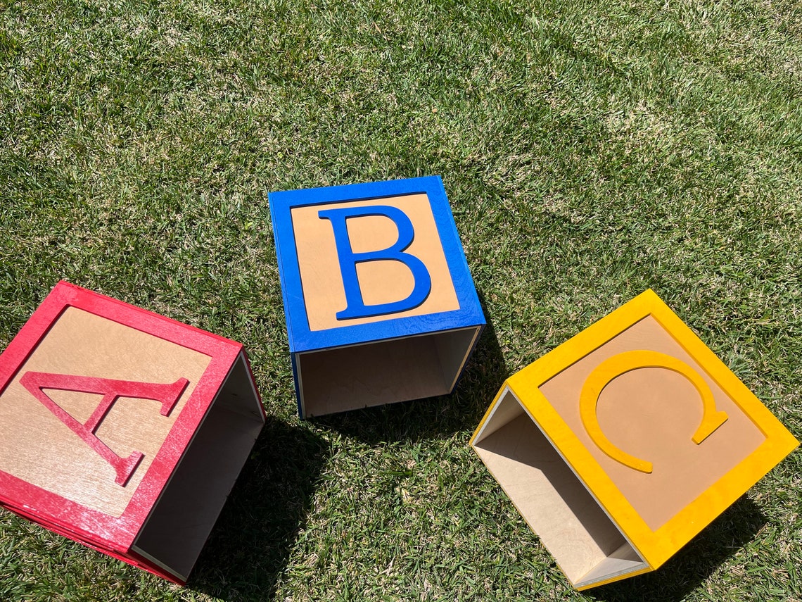 Large Wooden ABCD Baby Blocks: Custom Nursery Decor - Etsy