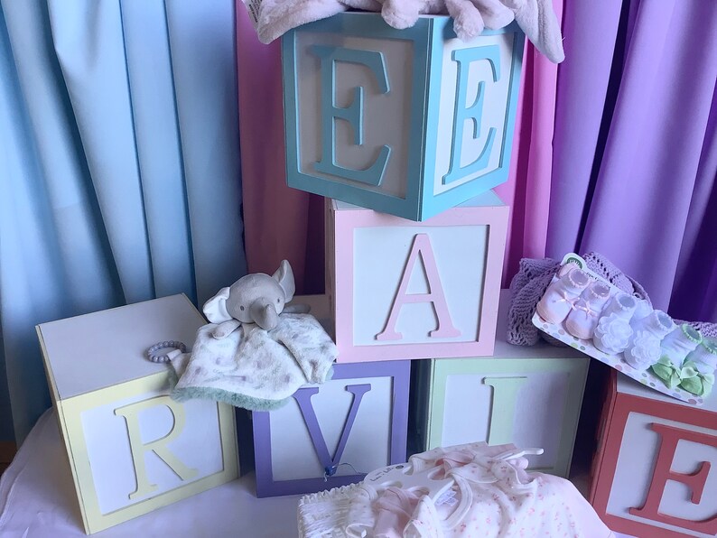 Babyshower Wood ABCD Blocks: Large Wooden Decor (10x10) - Etsy