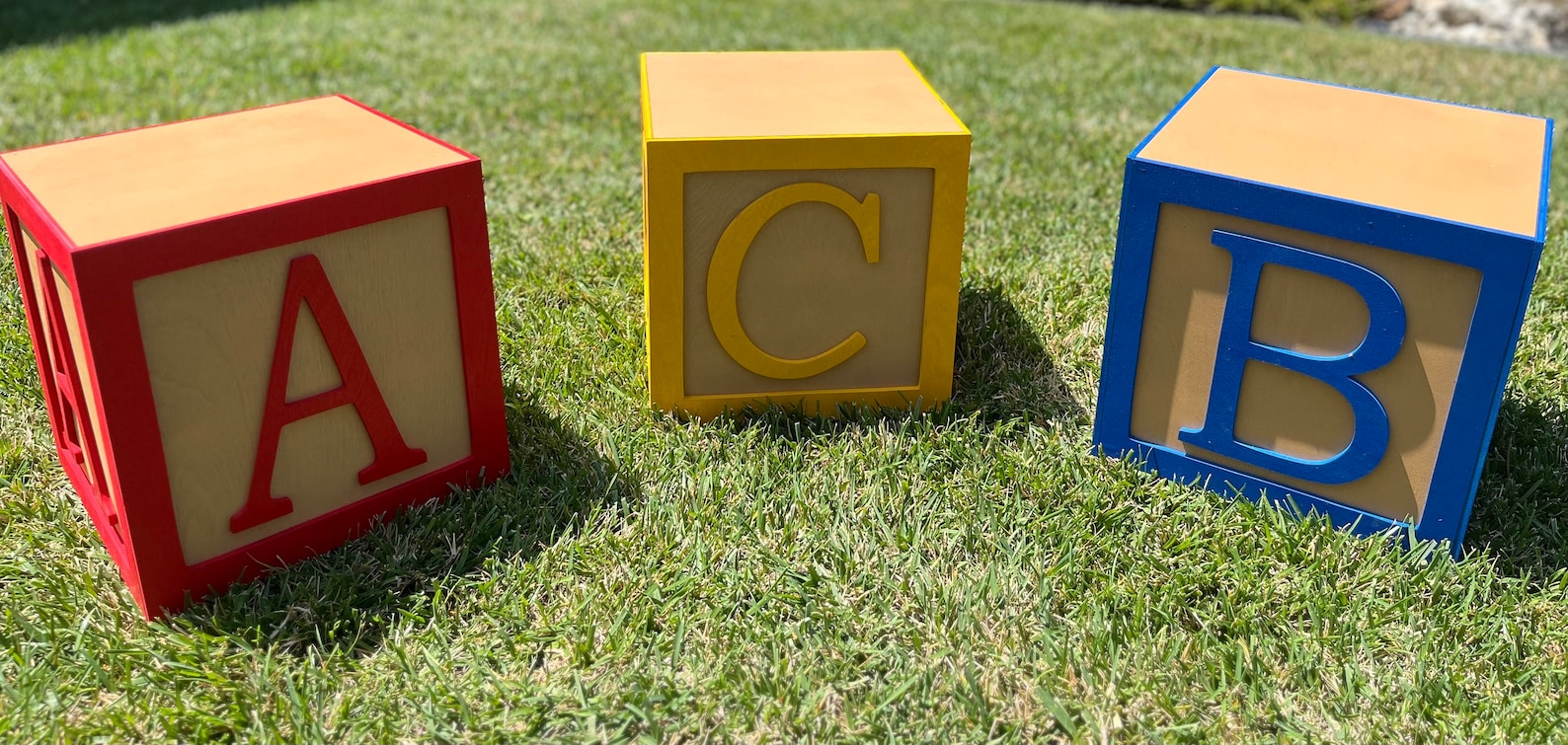 Large Wooden ABCD Baby Blocks: Custom Nursery Decor - Etsy