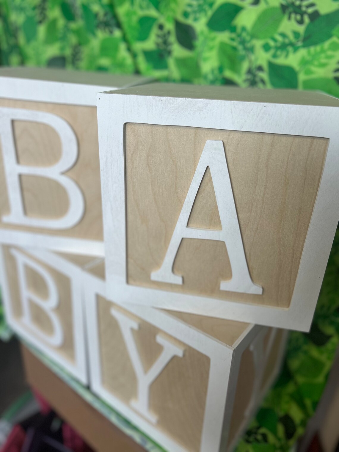 Baby Shower Wood Blocks: ABC Decor, Large Wooden Blocks - Etsy