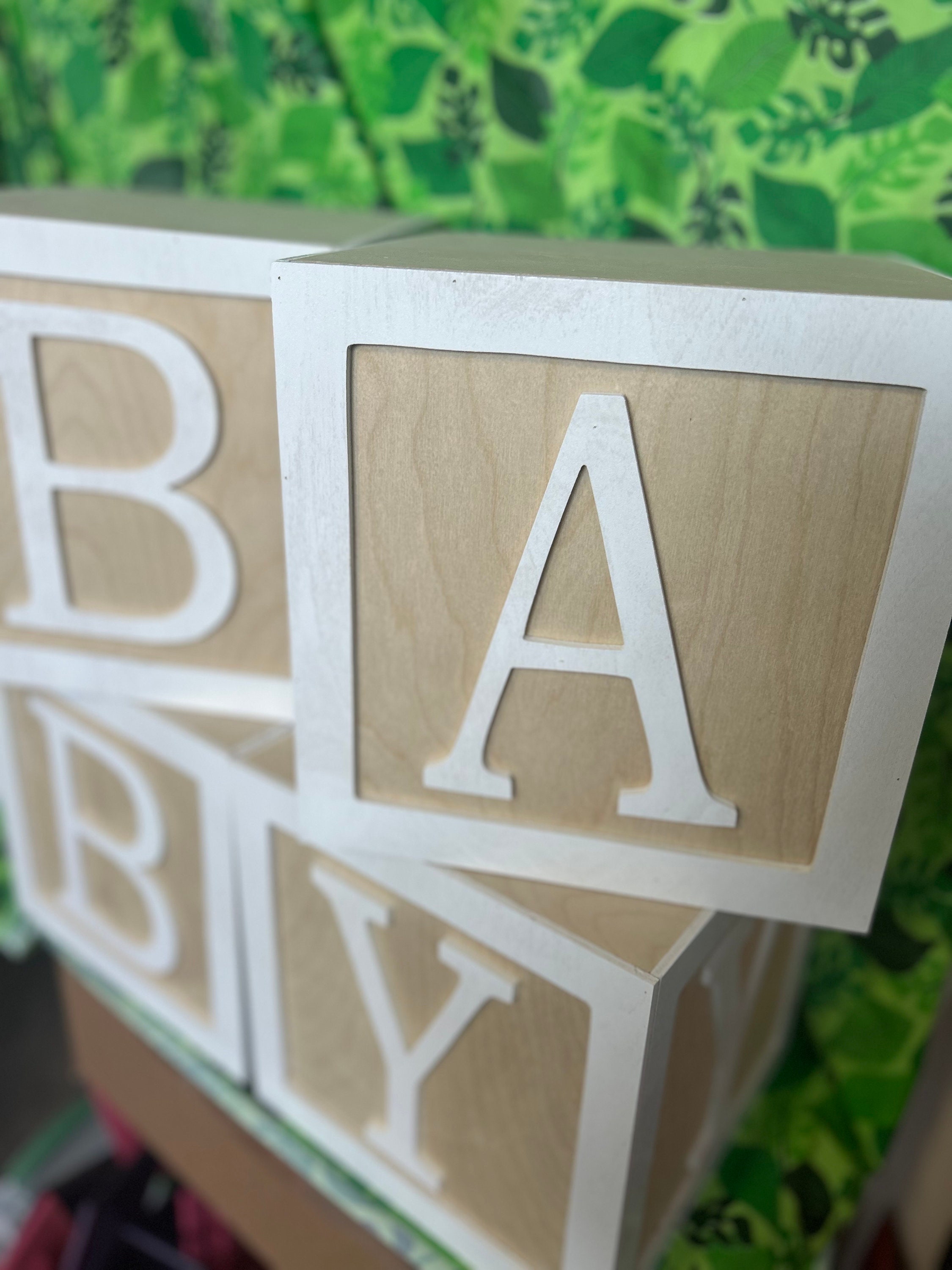 Baby Shower Wood Blocks: ABC Decor, Large Wooden Blocks - Etsy