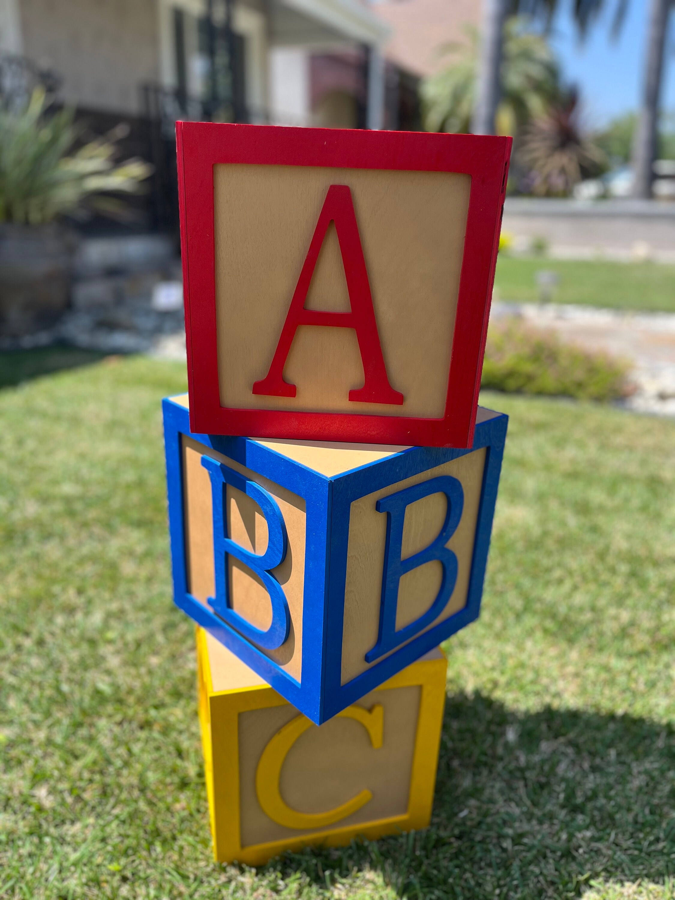 Large Wooden ABCD Baby Blocks: Custom Nursery Decor - Etsy
