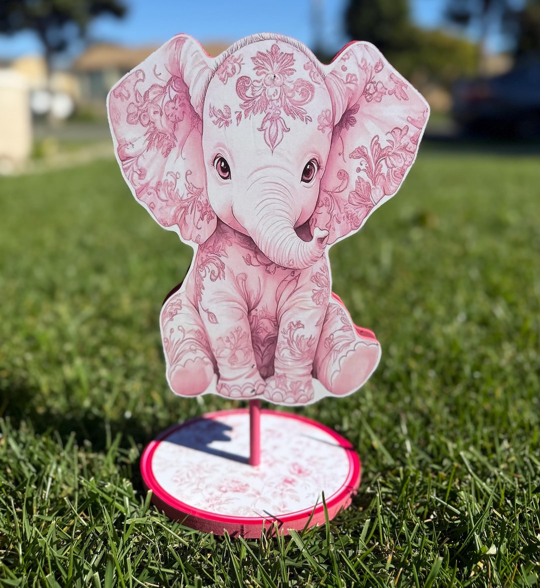 Baby Elephant, Toile De Jouy Safari, Blue and Pink Elephant ...