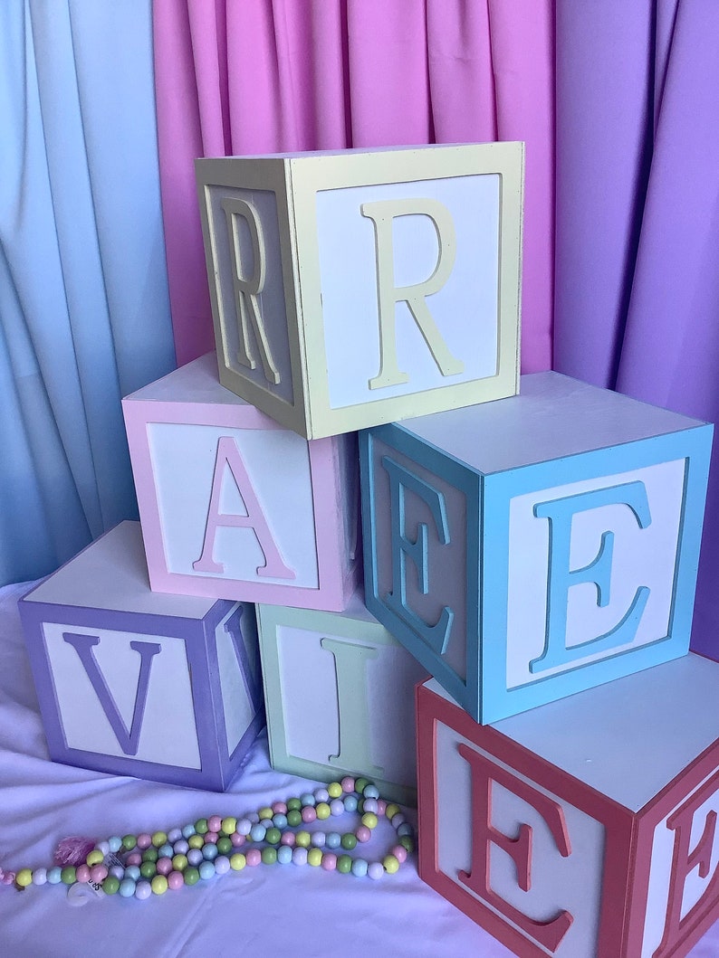 Babyshower Wood ABCD Blocks: Large Wooden Decor (10x10) - Etsy