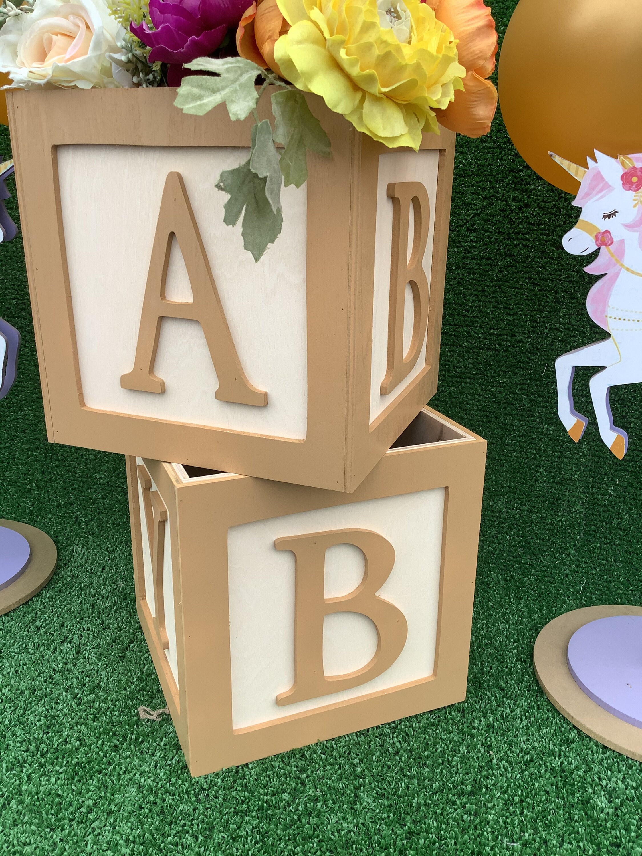 Large Wood Baby Shower Blocks: A, B, C, D - Etsy