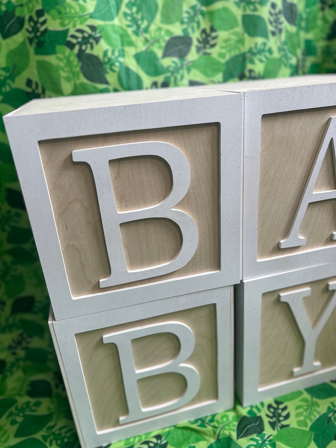Baby Shower Wood Blocks: ABC Decor, Large Wooden Blocks - Etsy